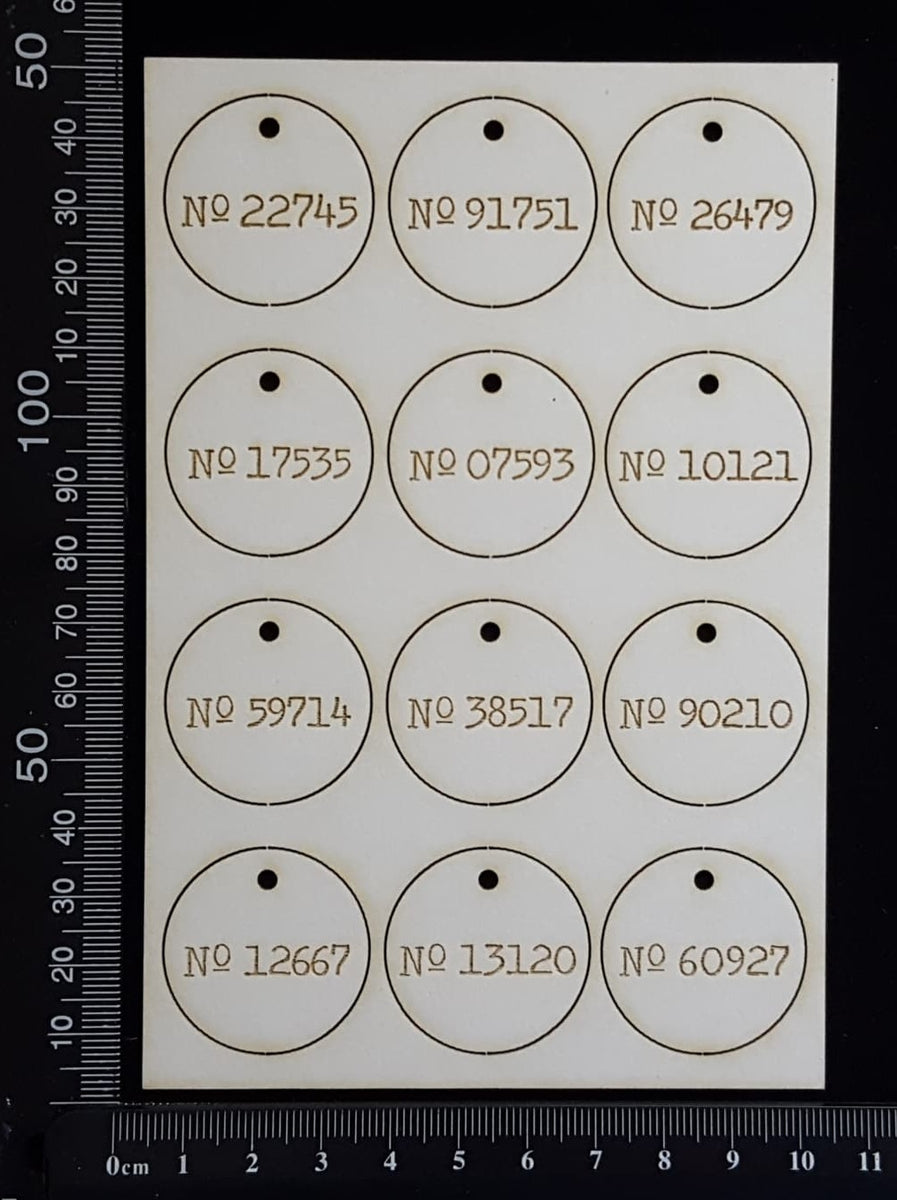 Laser Engraved Circle Number Tags - B - White Chipboard – Whichcraft Do ...