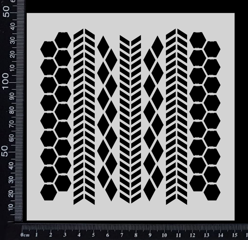 Chevron, Harlequin & Chicken Wire Mix - Stencil - 150mm x 150mm ...