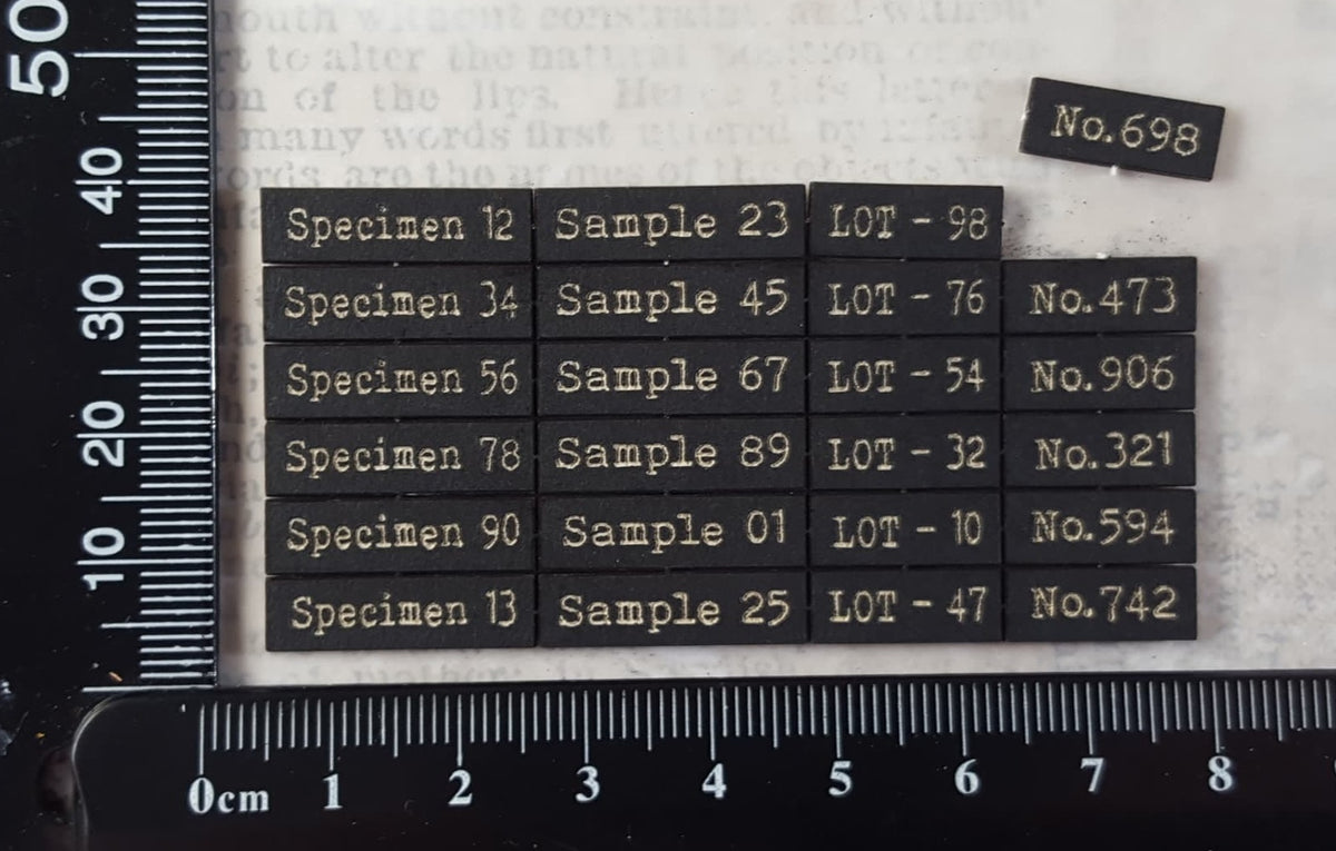 Laser Engraved Specimen Sample Lot & Number Labels - Small – Whichcraft ...