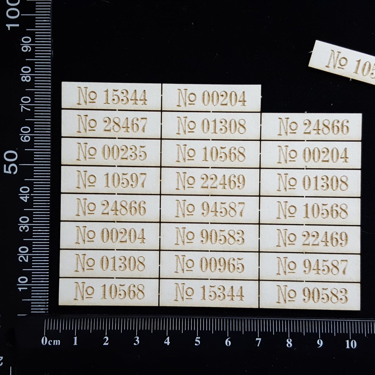 Laser Engraved Number Plates - Small - Set of 24 - White Chipboard ...