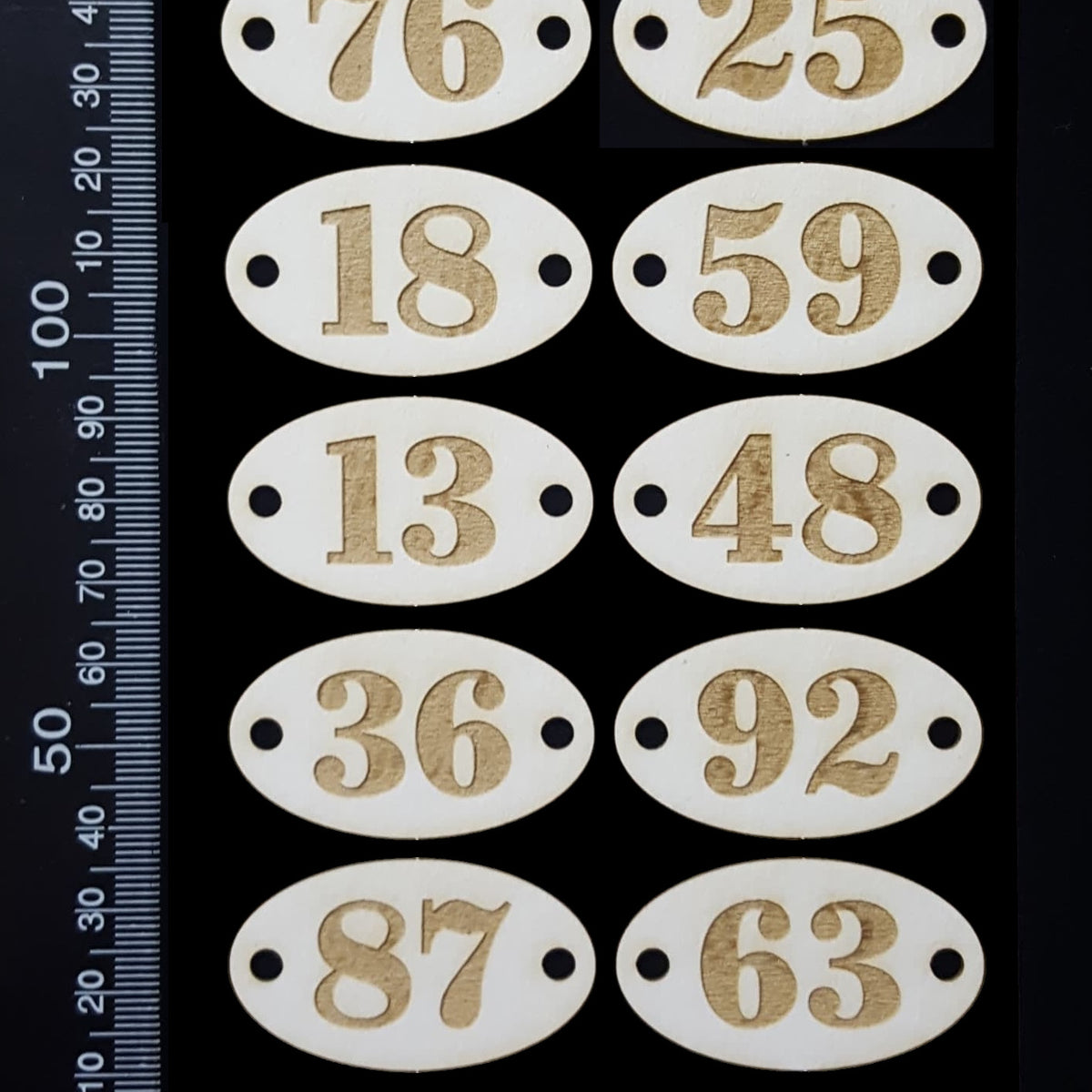 Laser Engraved Oval Number Plates - A - White Chipboard – Whichcraft Do ...