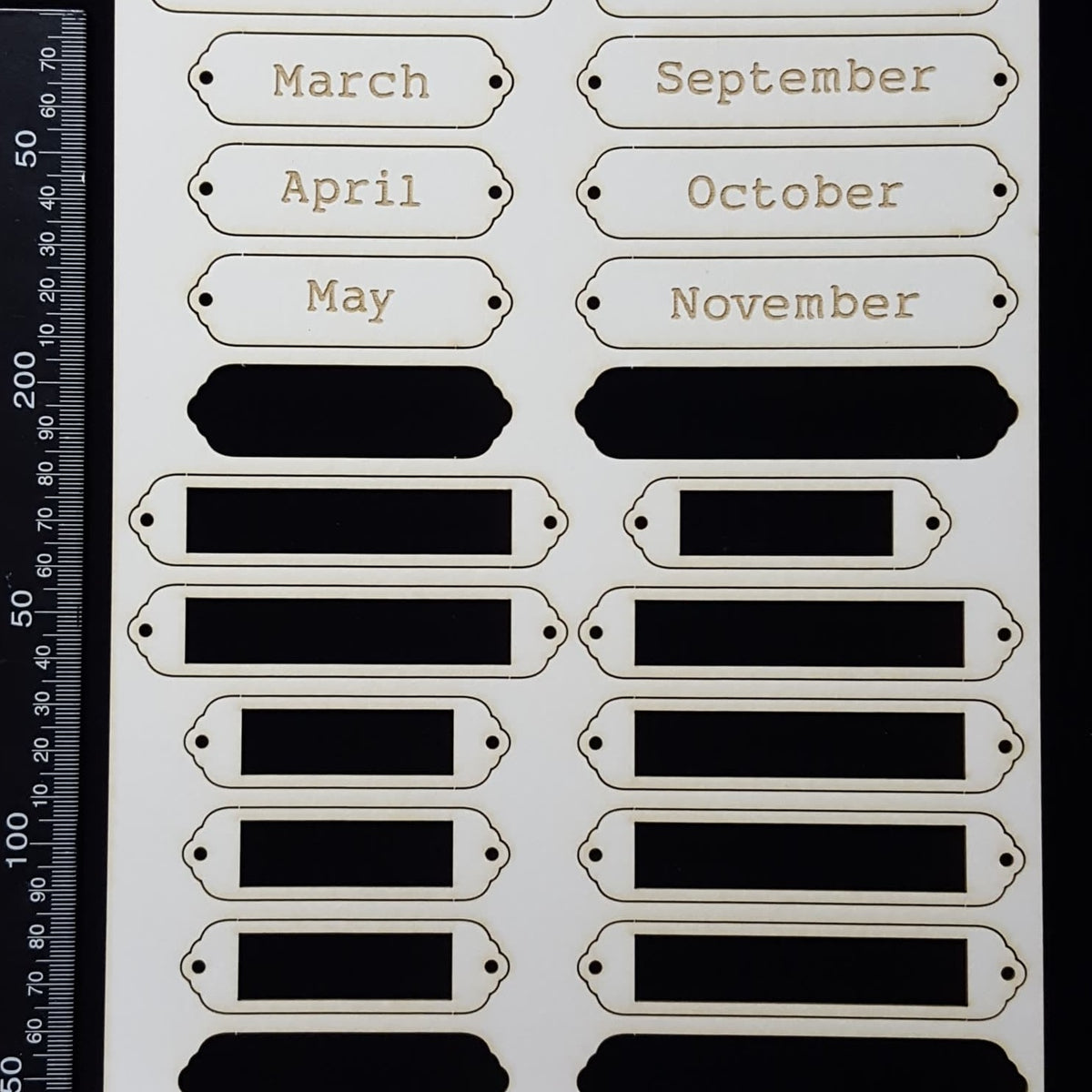 Word Plates - CG - Laser Engraved - Months - White Chipboard ...