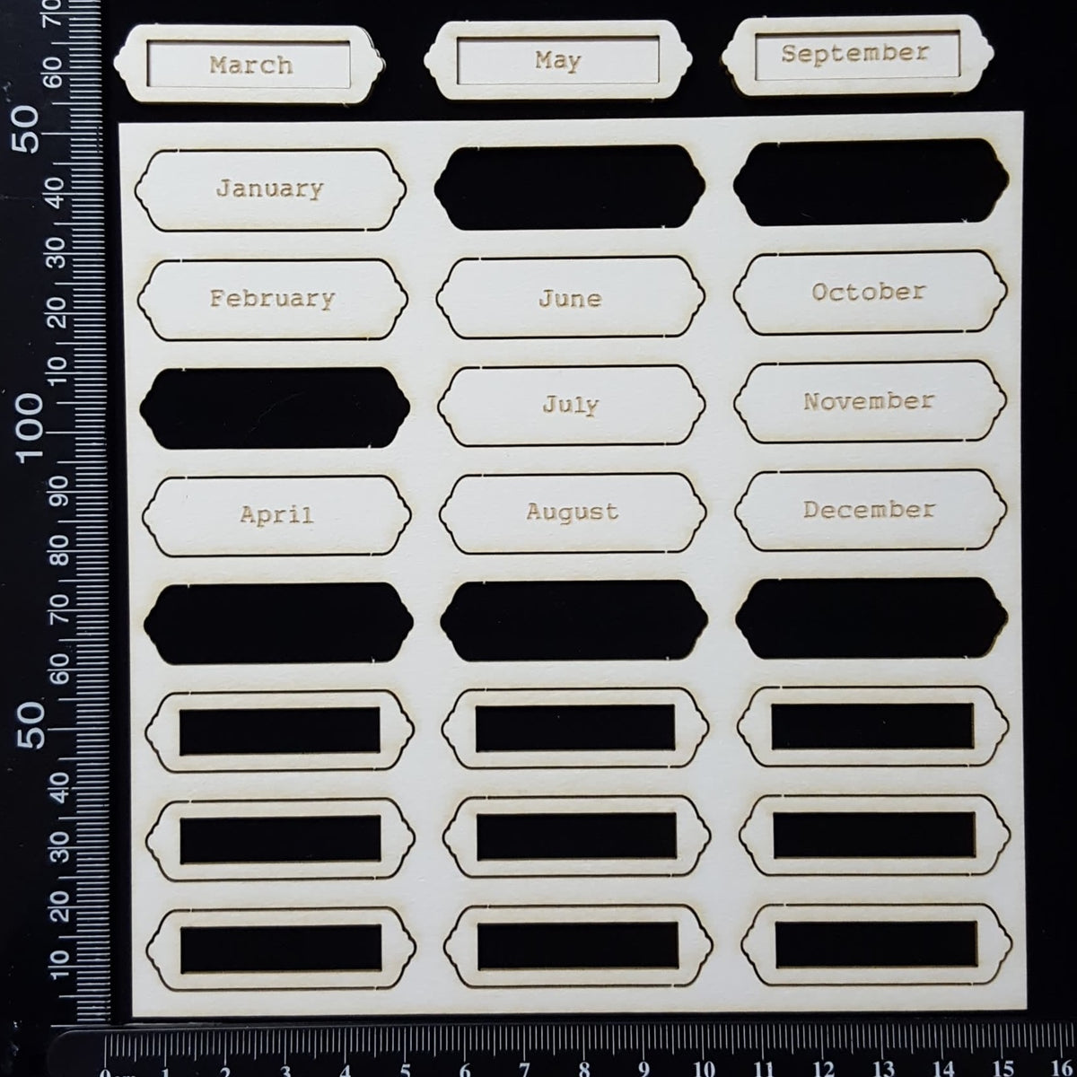 Word Plates - AC - Laser Engraved - Months - White Chipboard ...