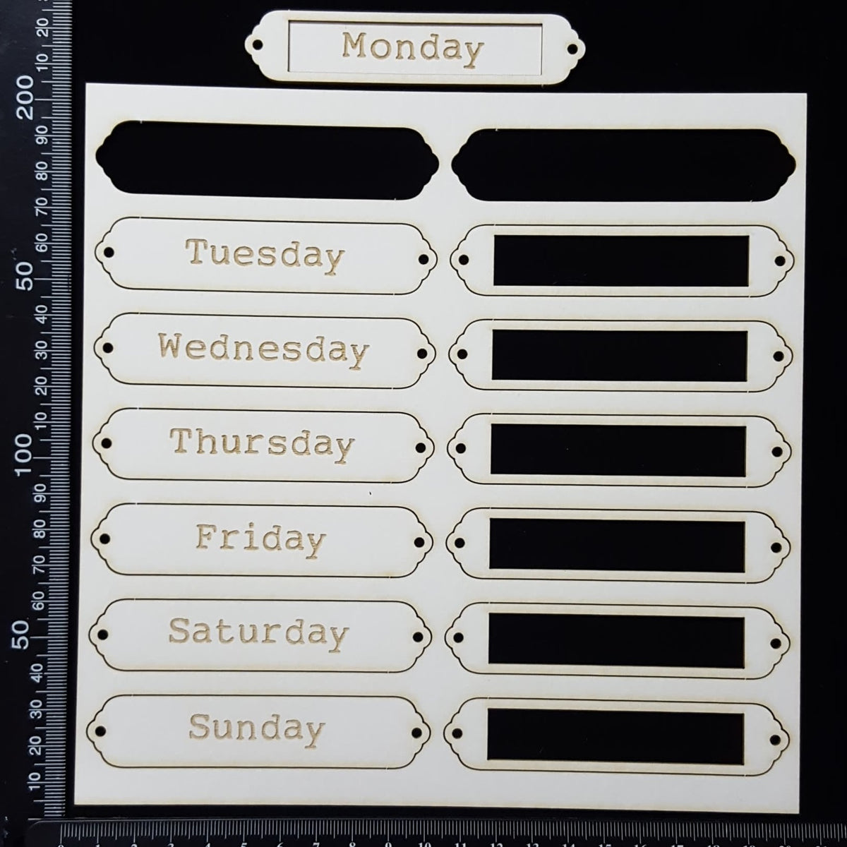 Word Plates - CH - Laser Engraved - Weekdays - White Chipboard ...
